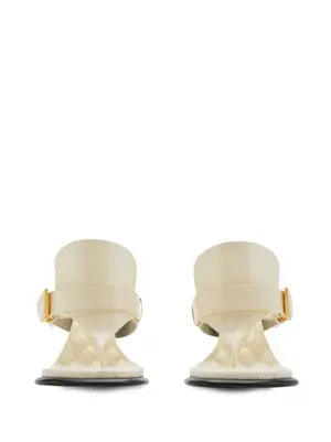 Burberry Bay Leather Mules - Neutrals