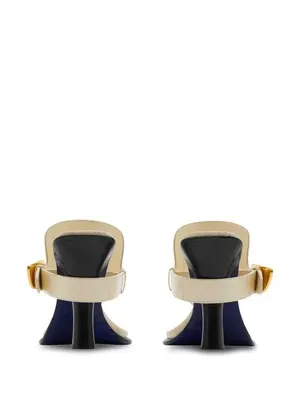 Burberry Bay Leather Mules - Neutrals