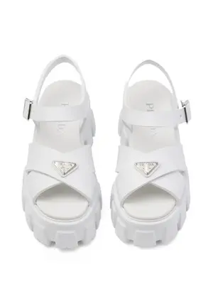 Prada Triangle-logo Platform Sandals