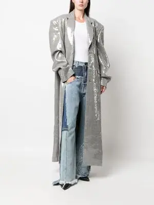 Vetements Sequin-embellished Checked Coat
