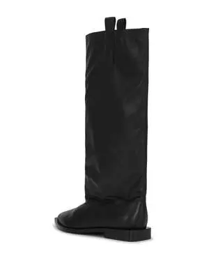 GANNI Western Loose Flat Tubular Leather Boots