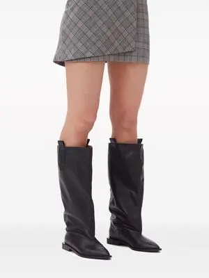 GANNI Western Loose Flat Tubular Leather Boots
