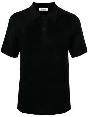 Sandro Waffle-knit Polo Shirt - Black