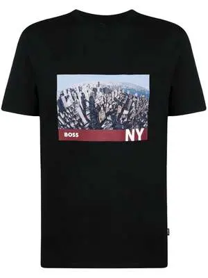 BOSS Graphic-print Cotton T-shirt - Black