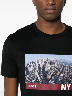 BOSS Graphic-print Cotton T-shirt - Black