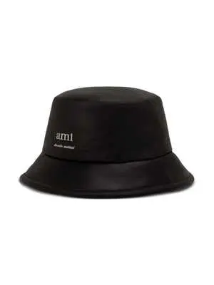 Ami Logo-plaque Leather Bucket Hat