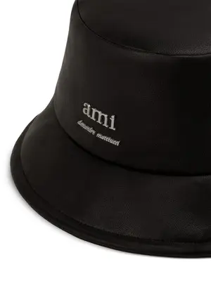 Ami Logo-plaque Leather Bucket Hat