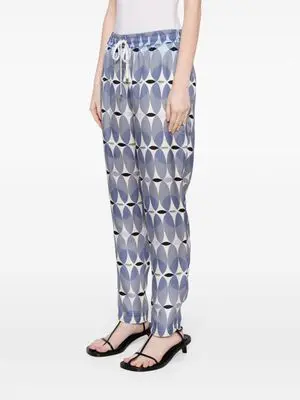 Lorena Antoniazzi Graphic-print Silk Trousers - Blue