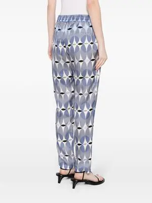 Lorena Antoniazzi Graphic-print Silk Trousers - Blue