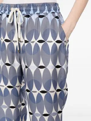Lorena Antoniazzi Graphic-print Silk Trousers - Blue