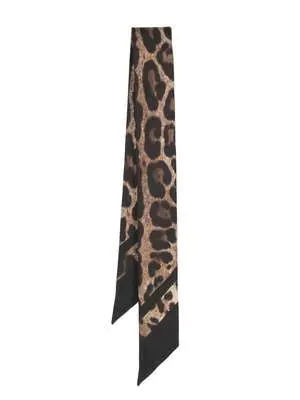 Dolce & Gabbana Black Leopard Print Scarf