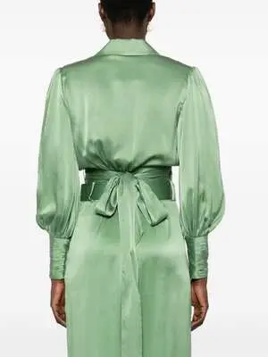 Zimmermann Silk Cropped Wrap Top - Green