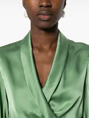 Zimmermann Silk Cropped Wrap Top - Green