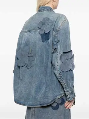 JNBY Oversized Floral-appliqué Denim Jacket