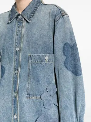 JNBY Oversized Floral-appliqué Denim Jacket