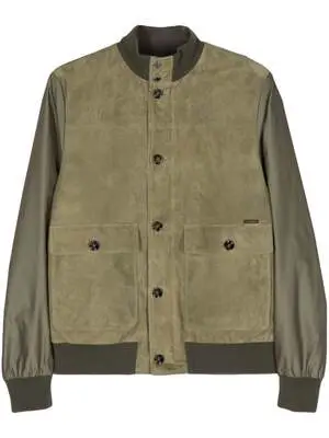 MOORER Contrast-panel Suede Bomber Jacket