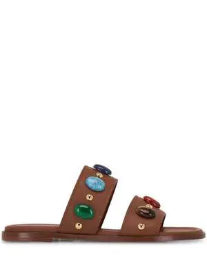 GIANVITO ROSSI Gianvito Rossi Embellished Leather Flat Sandals