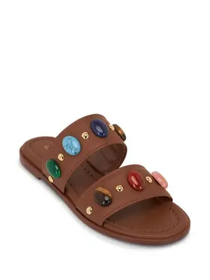 GIANVITO ROSSI Embellished Leather Flat Sandals