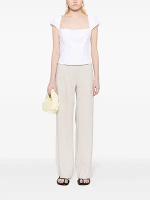 Lorena Antoniazzi Linen-blend Wide-leg Trousers - Neutrals