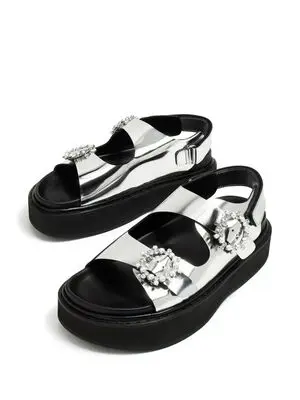 Simone Rocha Buckled Flatform Leather Sandals