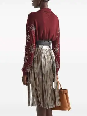 Prada Crystal-embellished Cashmere Polo Shirt