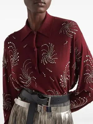 Prada Crystal-embellished Cashmere Polo Shirt