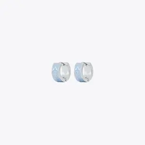 Tory Burch Icon T Monogram Hoop Earrings Tory Silver/blue
