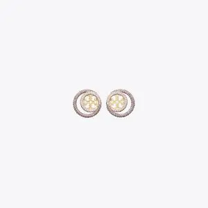 Tory Burch Icon Pavé Double Ring Stud Earrings Tory Gold/violet