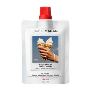 JOSIE MARAN Mini Vanilla Vibezzz Argan Oil + Sugar Balm Refillable Exfoliating Body Scrub