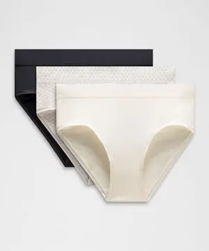 Lululemon Underease High-rise Bikini Underwear - Black/coconut Ivory/flower Dot Soft Ivory Mojave Tan