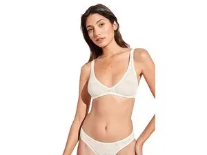 Eberjey Soft Stretch Recycled Lace Plung Bralette Women's Bra Ivory White