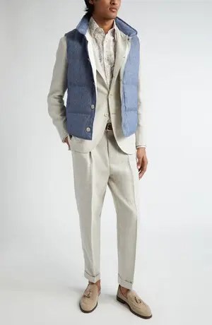 Brunello Cucinelli Chalk Stripe Linen Blend Suit