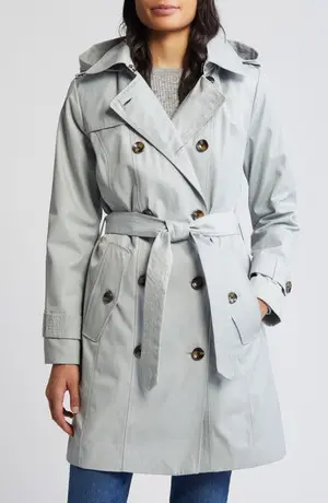 London Fog Water Repellent Belted Trench Coat
