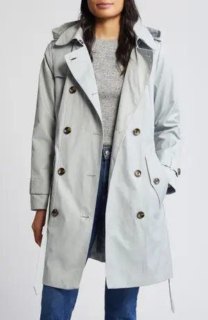 London Fog Water Repellent Belted Trench Coat
