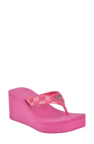 Guess Demmey Platform Wedge Flip Flop - Dark Pink