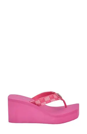 Guess Demmey Platform Wedge Flip Flop - Dark Pink