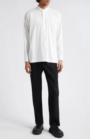 Issey Miyake Pleated Straight Leg Tailored Trousers