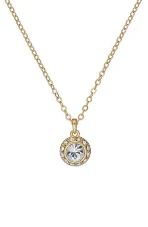 Ted Baker London Soltell Solitaire Crystal Halo Pendant Necklace - Gold Tone Clear Crystal