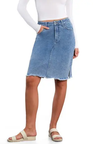 WASH LAB DENIM Fray Hem Pencil Skirt - Denim Dream