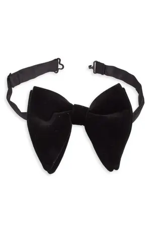 CLIFTON WILSON Silk Velvet Bow Tie - Black