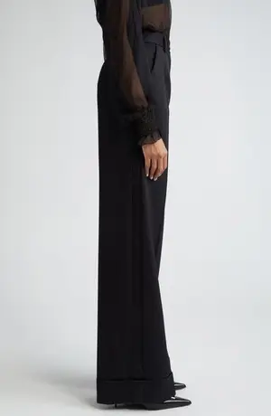 Dolce & Gabbana Pleated Cuff Hem Virgin Wool & Silk Trousers