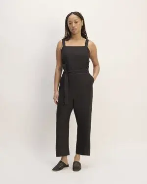 Everlane Everlane Linen Side-Button Jumpsuit Black