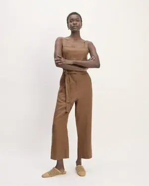 Everlane Everlane Linen Side-Button Jumpsuit Carob Brown