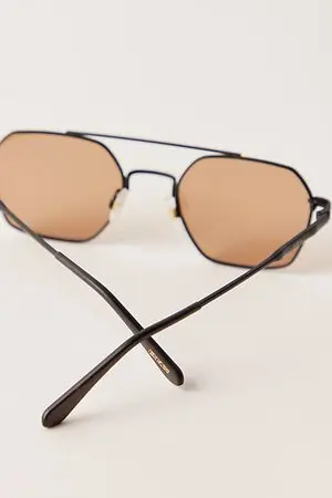 Free People Polarized Aviator Sunglasses - Black/cocoa
