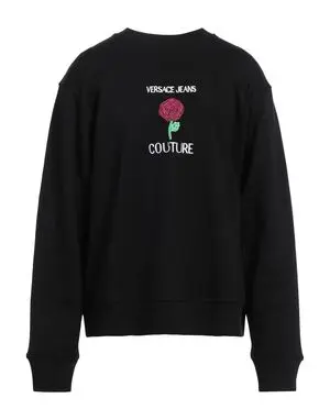 Versace Cotton Sweatshirt With Embroidered Rose Detail