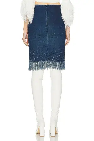 Fendi Embellished Fringe Denim Skirt