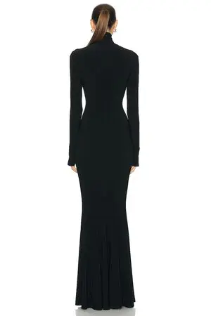 Norma Kamali Long Sleeve Turtle Fishtail Gown - Black