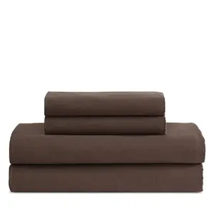 Calvin Klein Pearl Edge Cotton Sateen 300 Thread Count Sheet Set, Queen Elk Brown