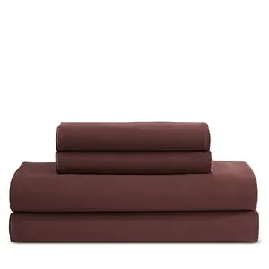 Calvin Klein Pearl Edge Cotton Sateen 300 Thread Count Sheet Set, Queen Garnet