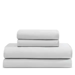 Calvin Klein Pearl Edge Cotton Sateen 300 Thread Count Sheet Set, Queen Pastel Grey
